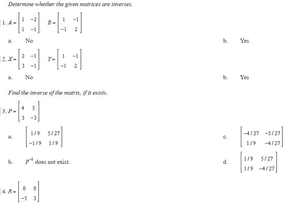 Identity and Inverse Matrices – Easy Peasy All-in-One High School