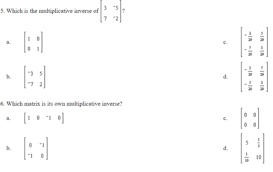 Identity and Inverse Matrices – Easy Peasy All-in-One High School